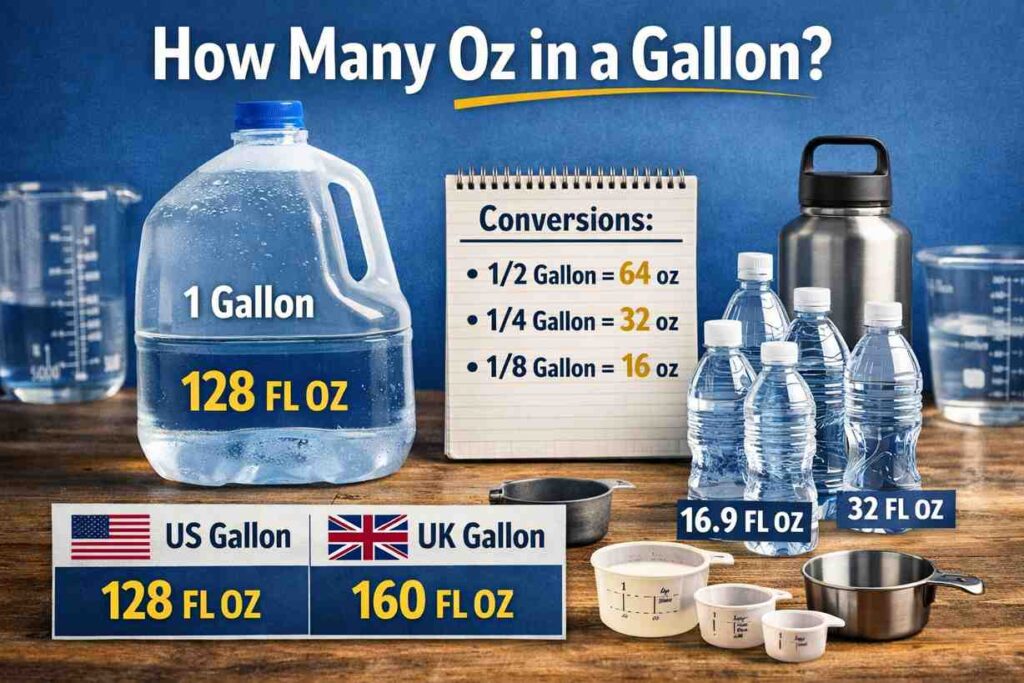 How Many Oz in a Gallon? 128 Explained With Simple Proof